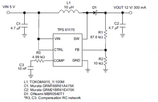 TPS61170-Q1 1.2A High Voltage Boost Converter - TI | Mouser