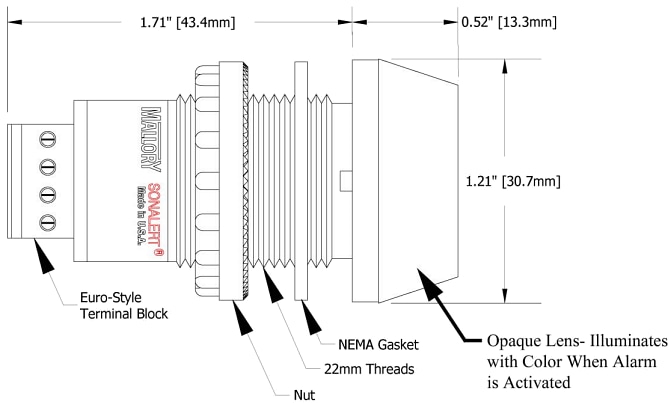 ZT 22mm Industrial Alarms with LED Lights - Mallory | Mouser