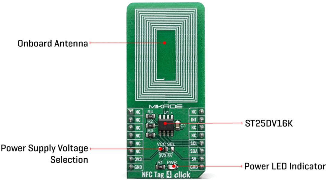 MIKROE-3659 NFC Tag 4 Click - Mikroe | Mouser