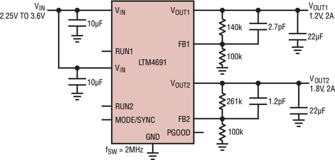 LTM4691 DC-DC µModule Regulator - ADI | Mouser