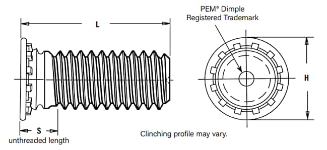 FH/FHA/FHS Self-Clinching Threaded Studs - PEM | Mouser