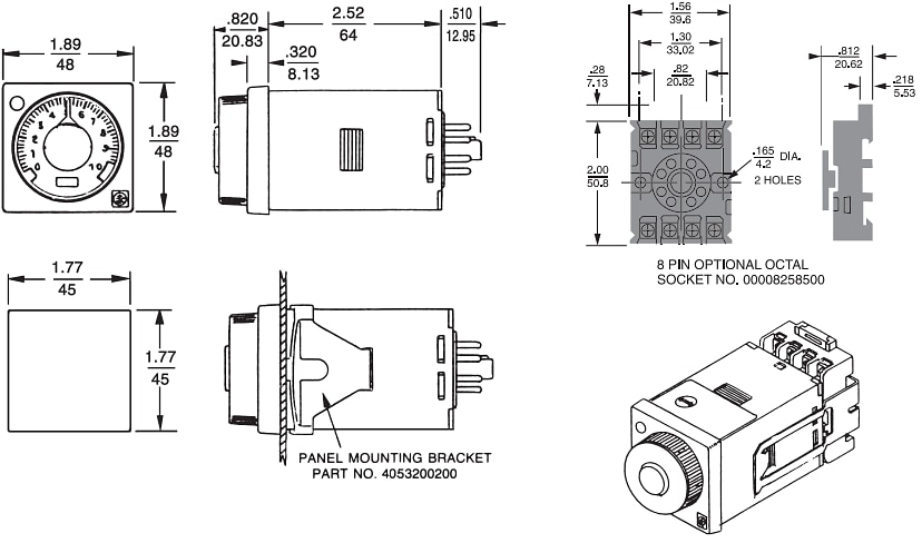 405C 1/16 DIN Timers with Instantaneous Relay - ATC Automatic Timing ...