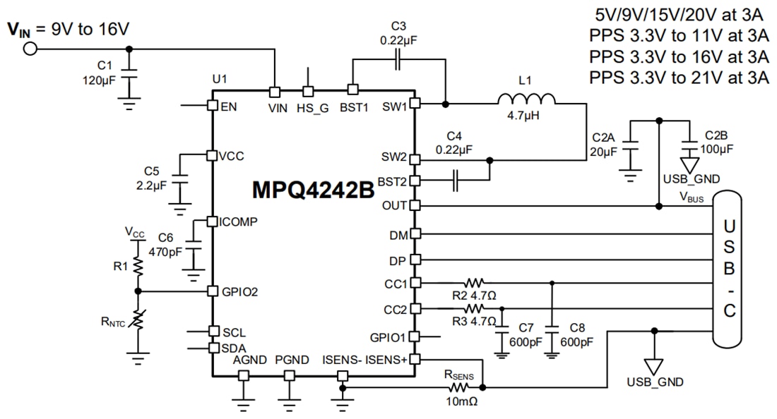 MPQ4242B-AEC1 Fully Integrated Power Delivery IC - MPS | Mouser