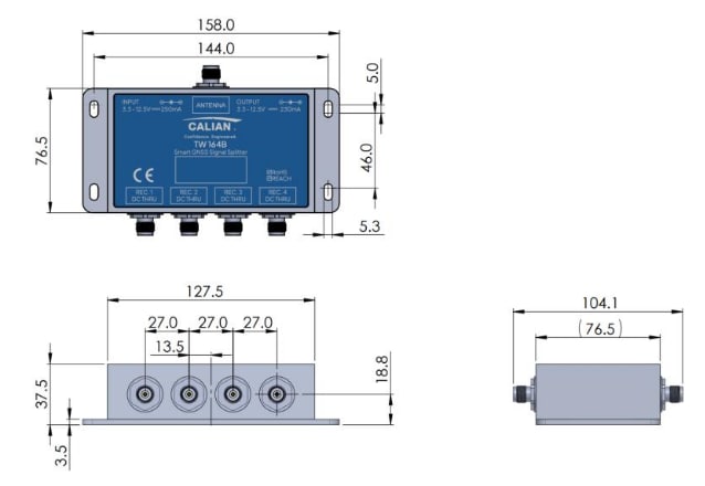 TW16xB 1-4 Port Smart Power GNSS Signal Splitters - Calian | Mouser